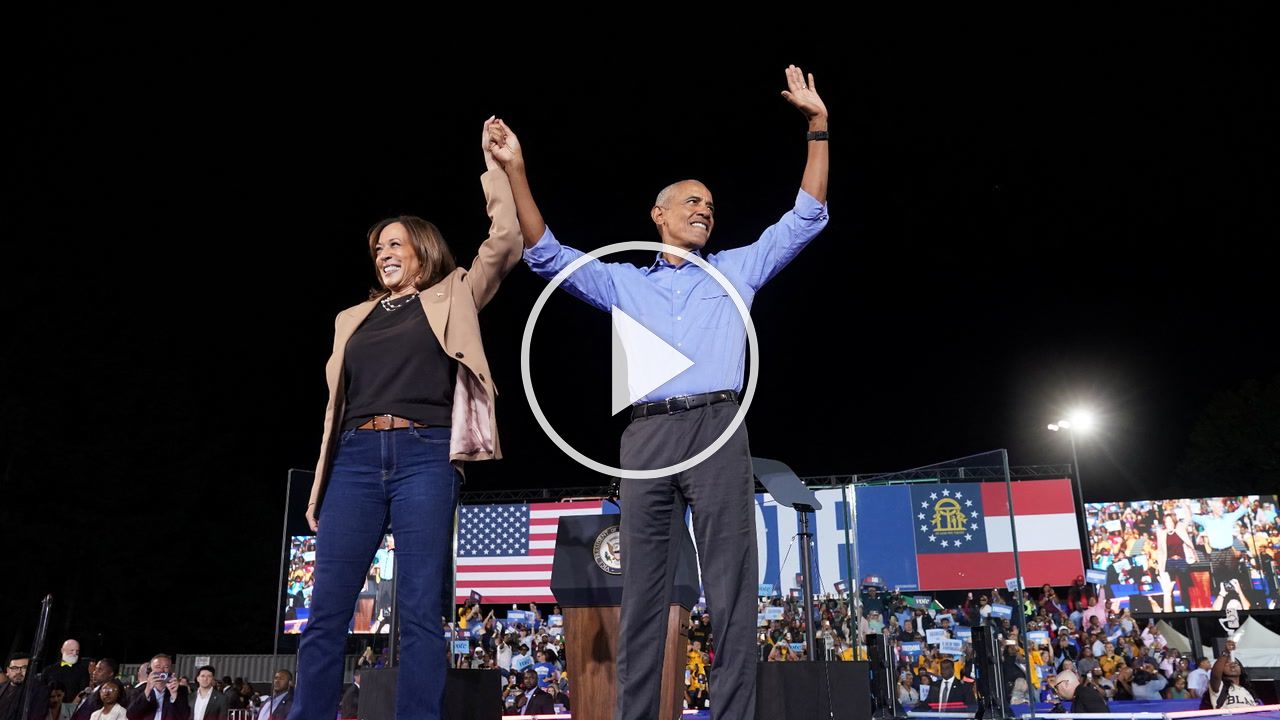 At star-studded Georgia rally, Harris and Obama push early voting