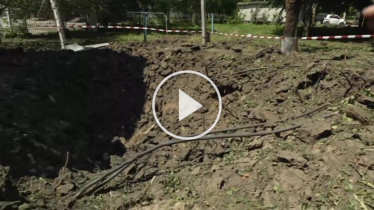 Craters left as missiles hit Kharkiv