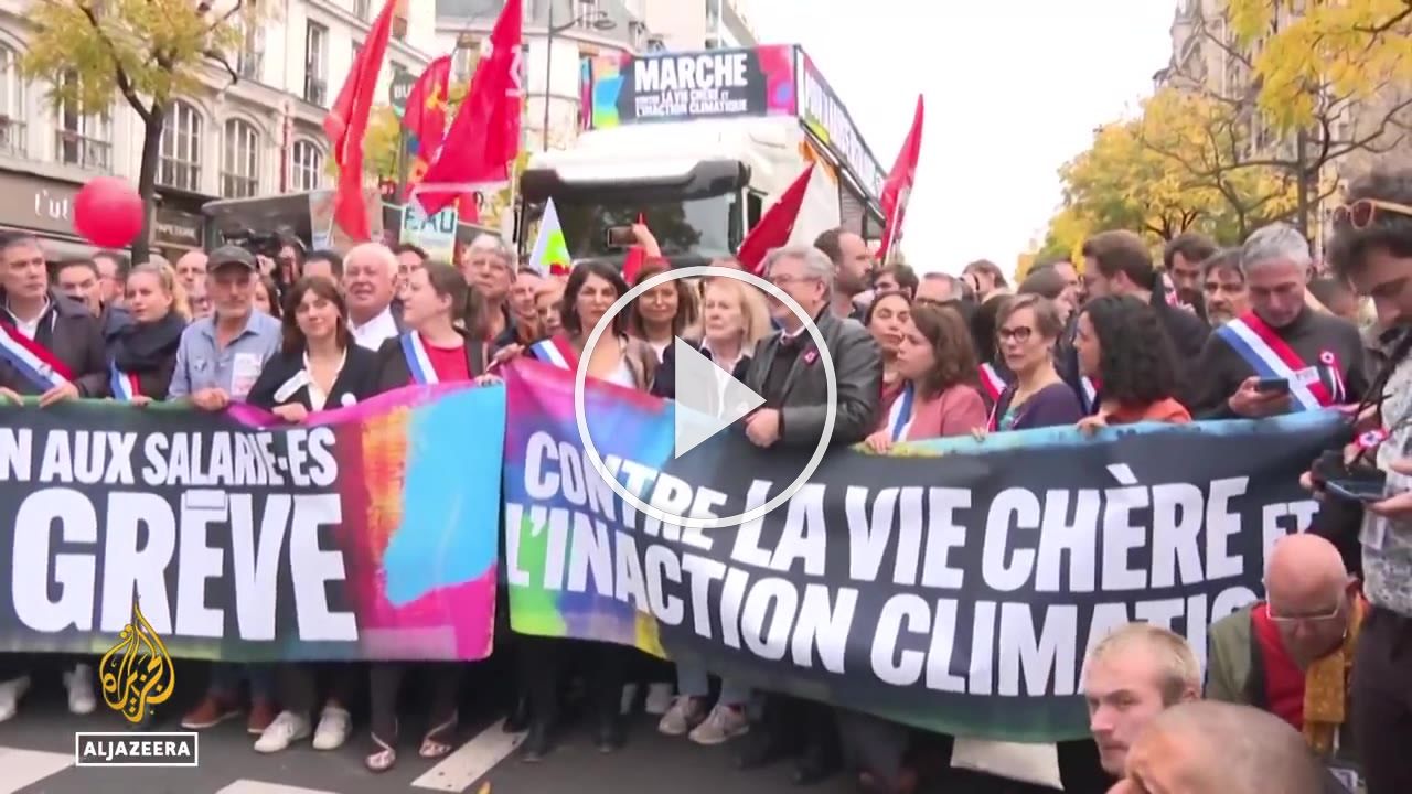 Mass protests in Paris against inflation, climate