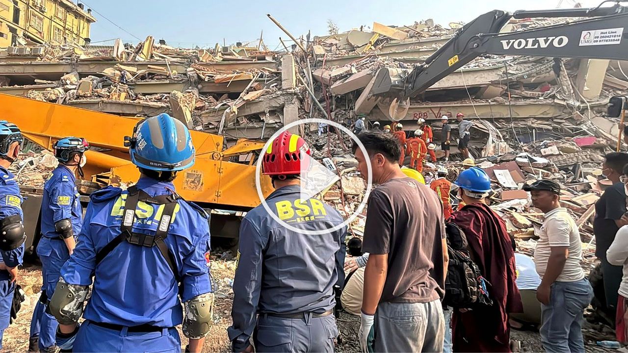 Powerful aftershocks disrupt Myanmar rescue efforts