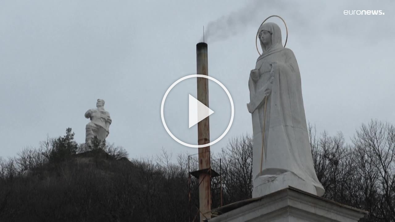 Ukrainians shelter in ancient monastery