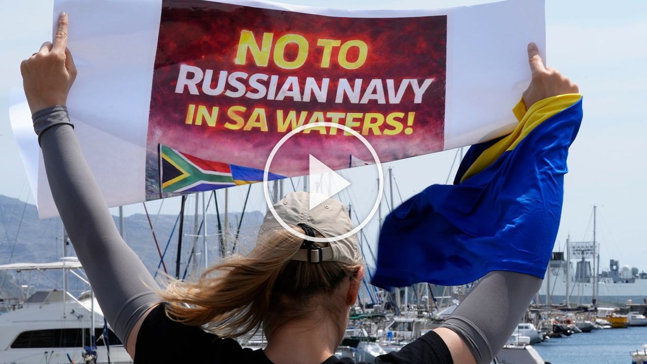 Ukrainians protest against Russia joining navy drills in South Africa